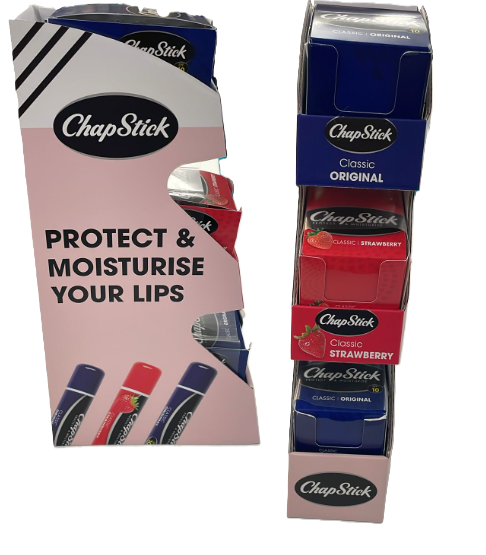 ChapStick Tower - Classic Original & Strawberry Lip Balm – 3 Boxes (24