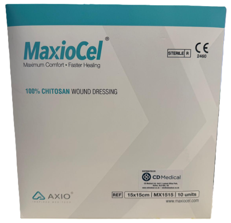 MaxioCel Chitosan Gelling Fibre Dressing (15cm x 15cm) - Pack of 10 Un