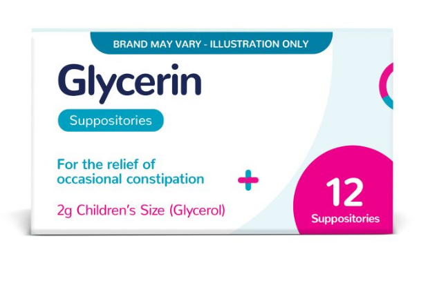 Glycerin 2g For Constipation Childrens Size – 12 Suppositories (Brand