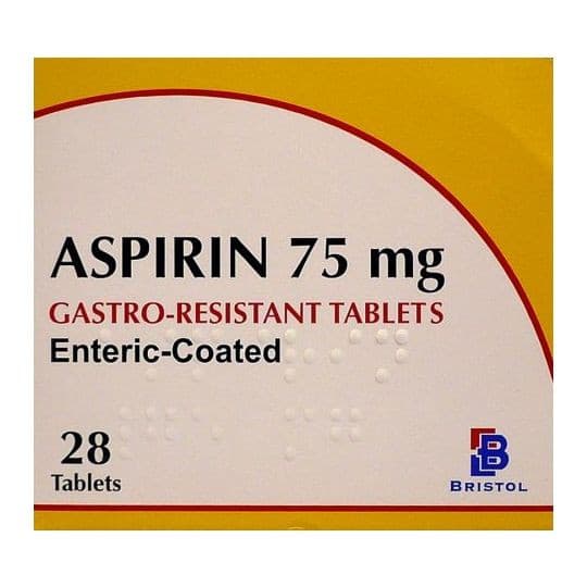 Buy Aspirin 75mg Gastro-Resistant Tablets 28s