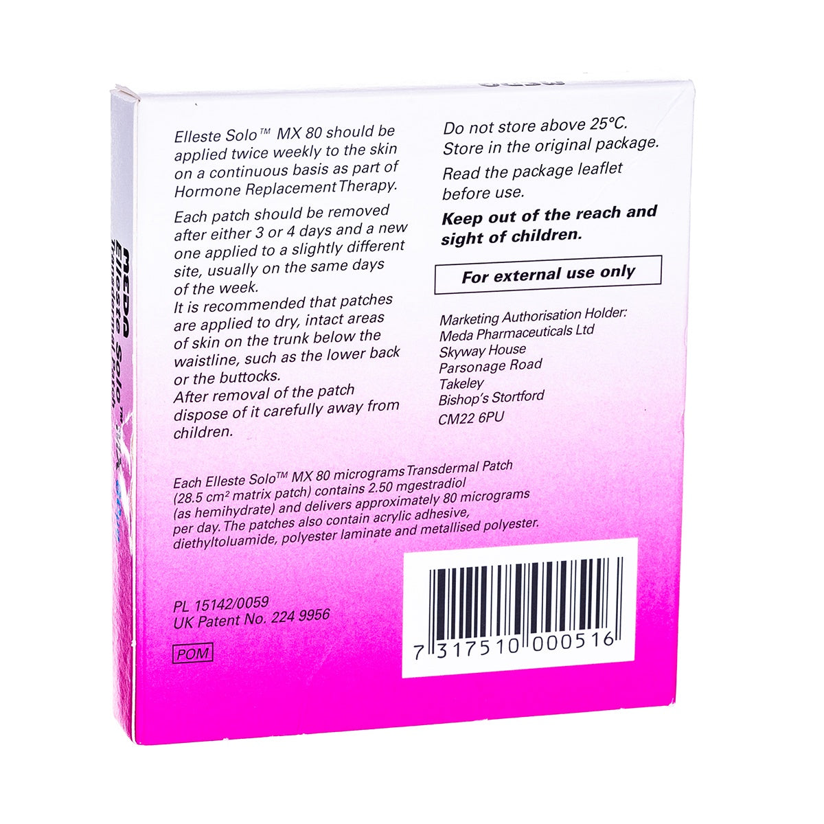 Elleste Solo MX (Estradiol) 80mcg | Online Pharmacy 4U