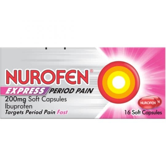 Nurofen Express Period Pain 200mg Soft Capsules 16s