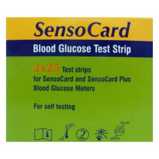 SensoCard Blood Glucose Test Strips 50s